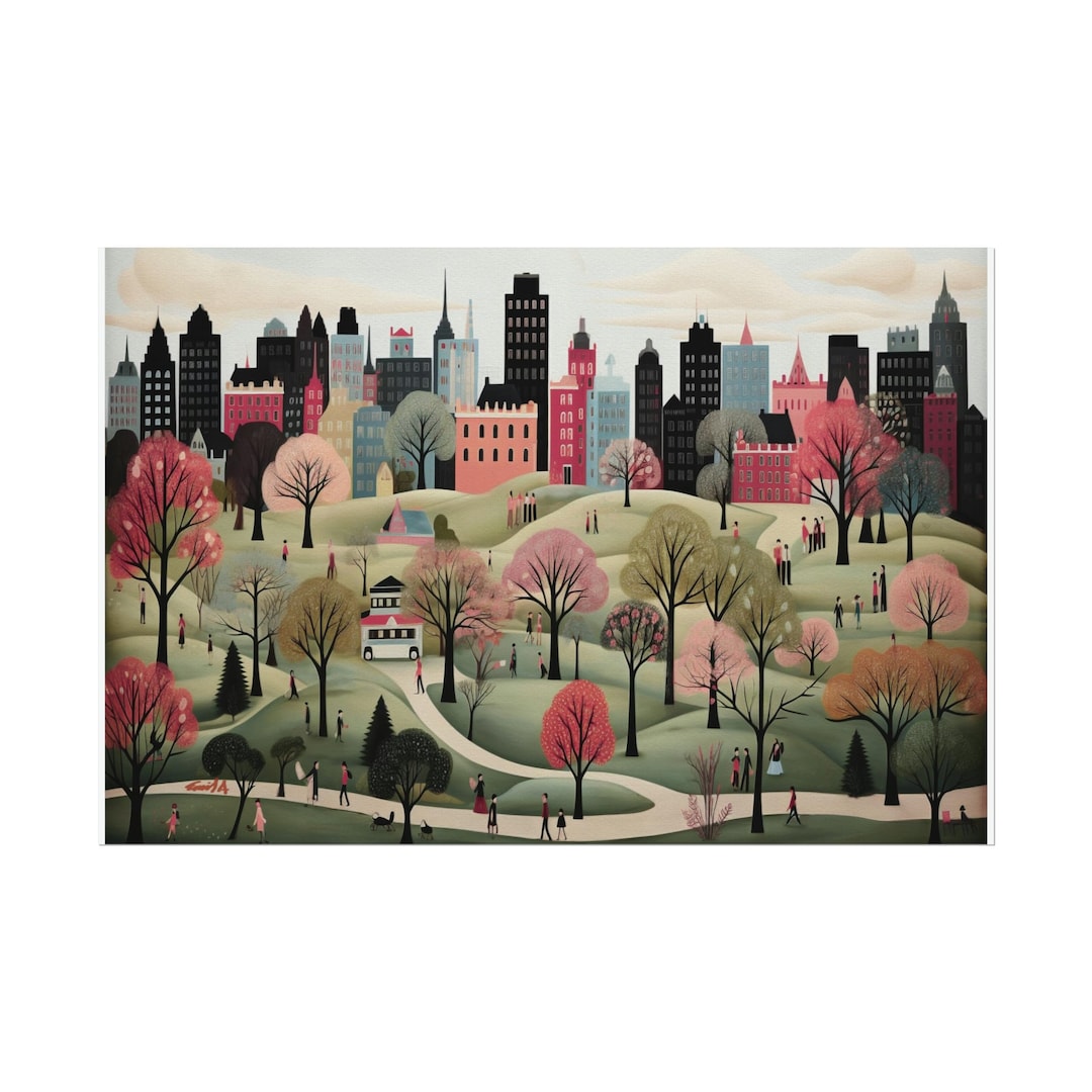 Folk Art Americana Decorative Prints Wall Art Landscape Interior Design ...