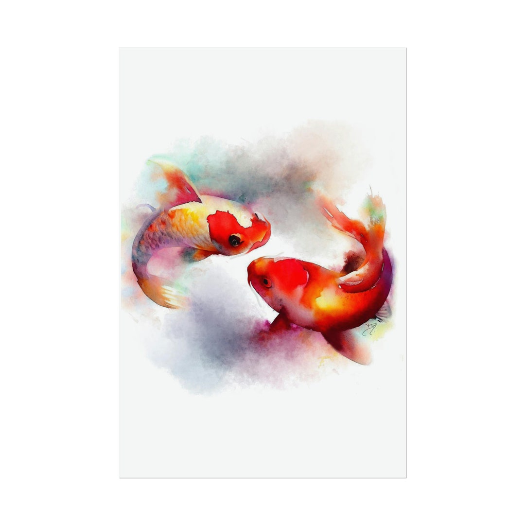 Koi Art, Koi Fish Prints, Koi Fish, Wall Art, Watercolor Prints, Home ...