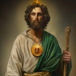 Saint Jude Thaddeus Painting on Canvas or Paper Print St. Jude Art Home ...