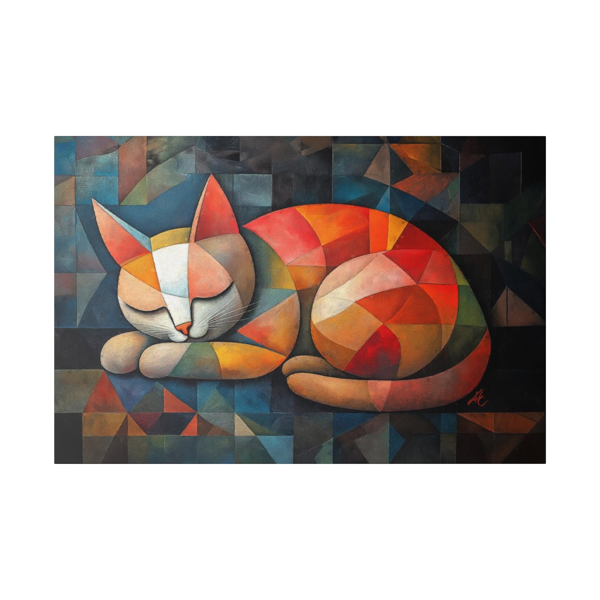 Cat Art Painting Cubism Art Geometry Art Contemporary Art Home Decore ...