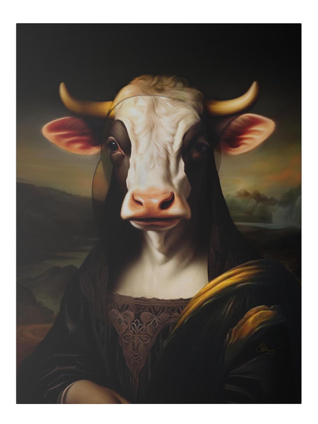 Moona Lisa Cow Art Print: Humorous Animal Fine Art - Etsy