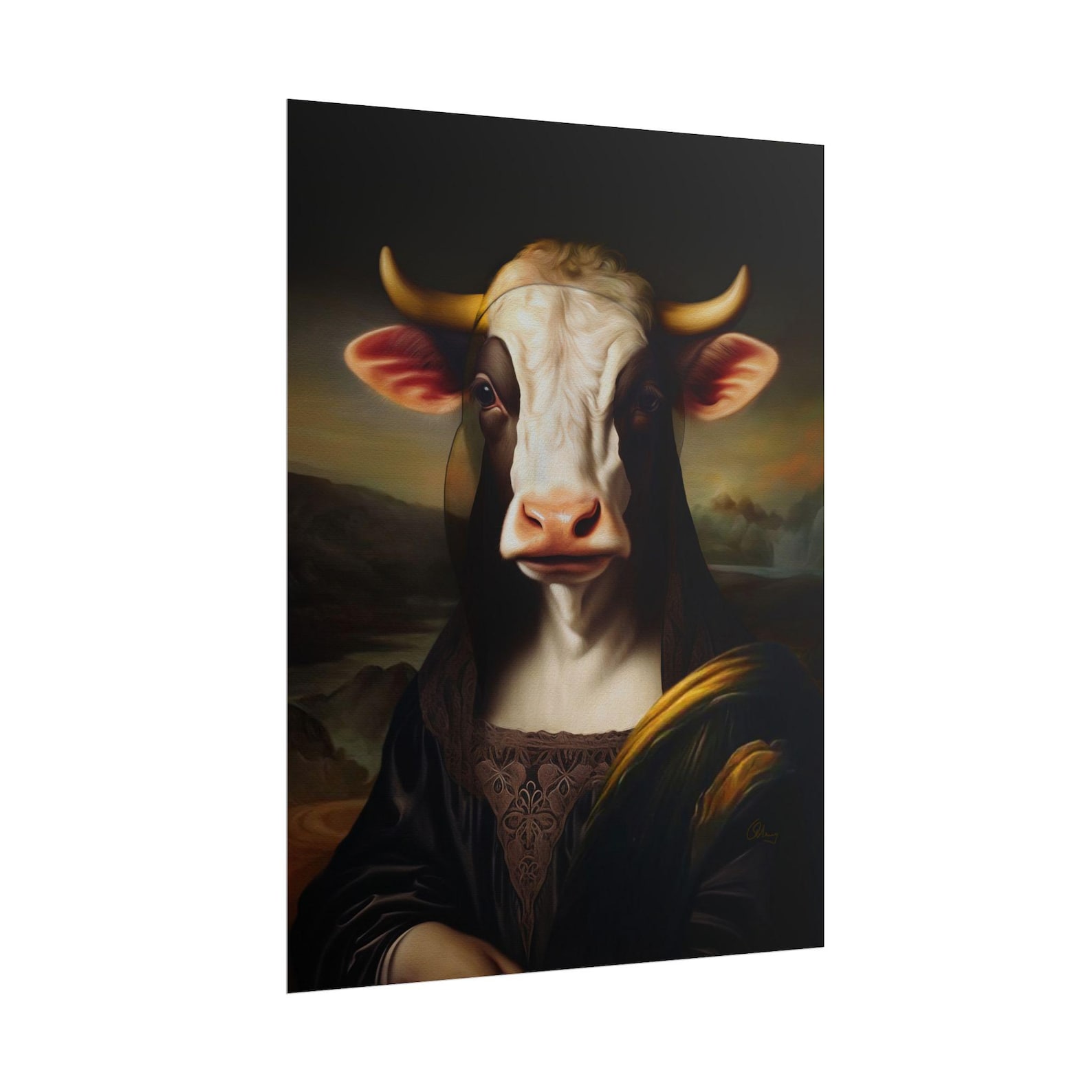Moona Lisa Cow Art Print: Humorous Animal Fine Art - Etsy