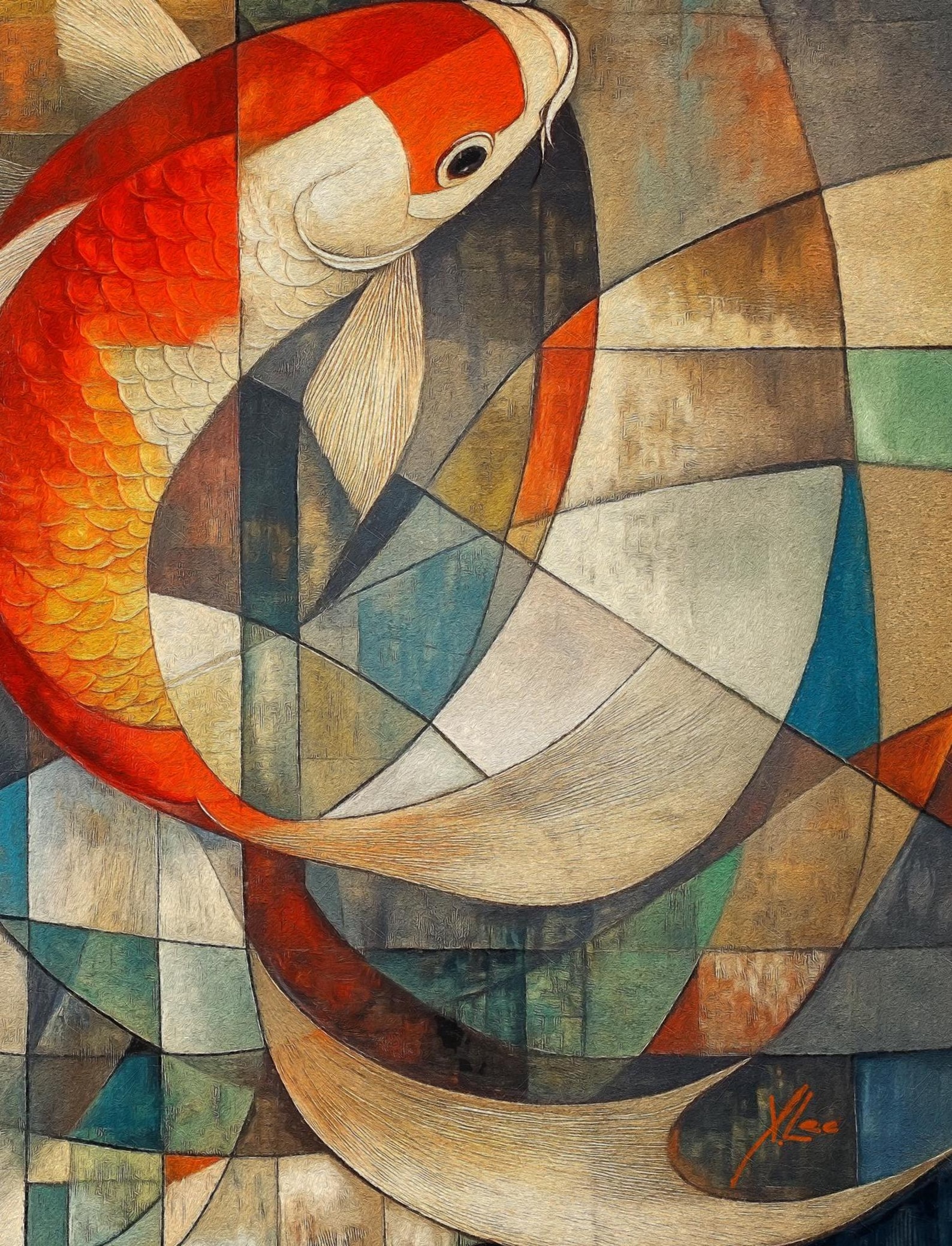 Good Luck Koi Fish Painting Koi Fish Art Lucky Koi Painting Abstract ...