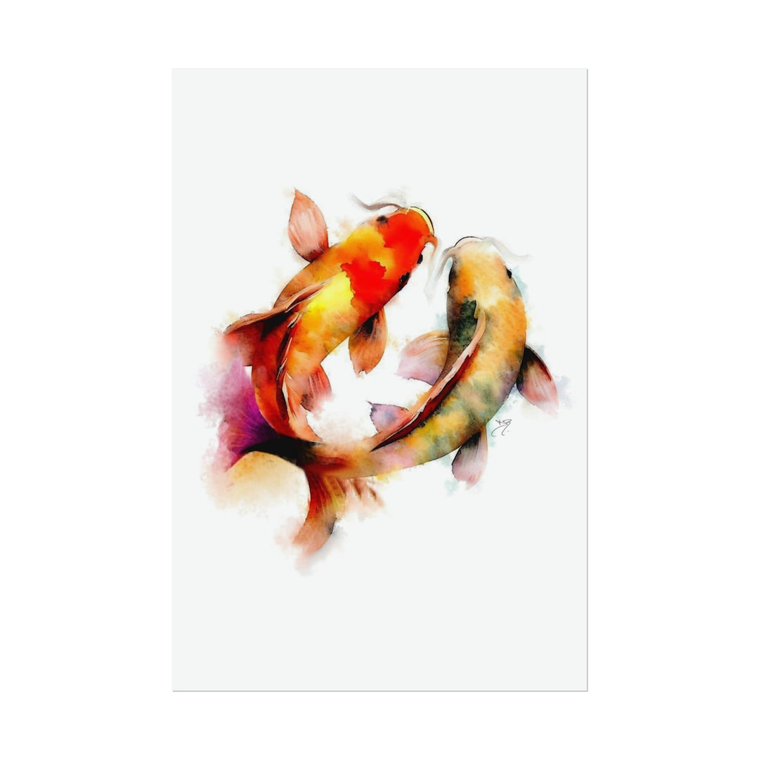 Koi Art Koi Fish Prints Koi Fish Wall Art Watercolor - Etsy