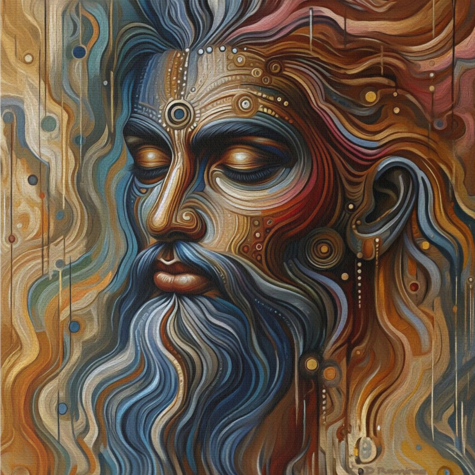 Guru Abstract Oil Painting on Canvas Indian Face Modern Guru Art Home ...