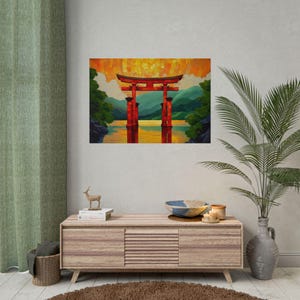 Torii Gate Painting Japanese Serenity Art Red Torii Gate Decor Zen Home ...