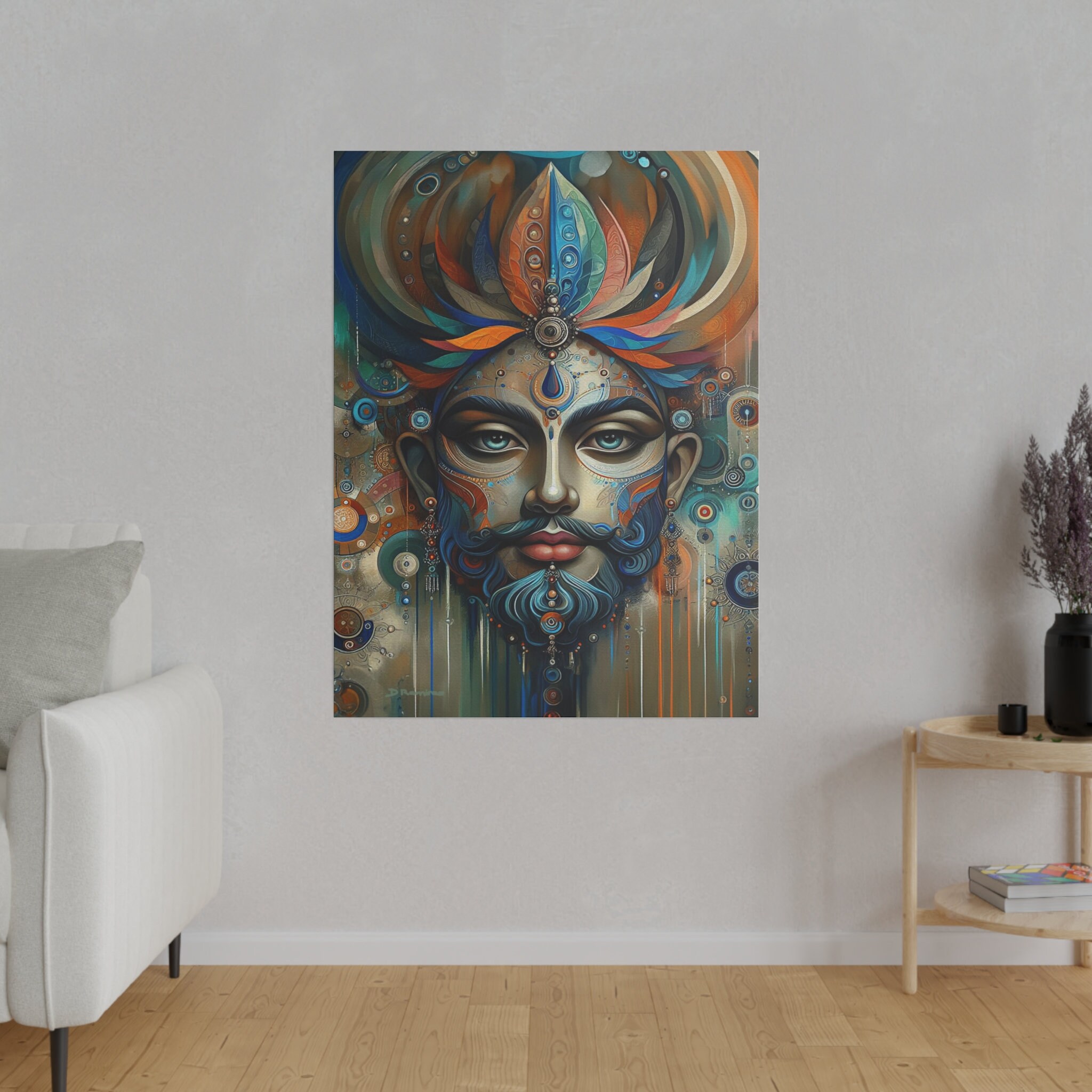 Fantacy Face Abstract Oil Painting on Canvas Indian Man Modern Art Home ...