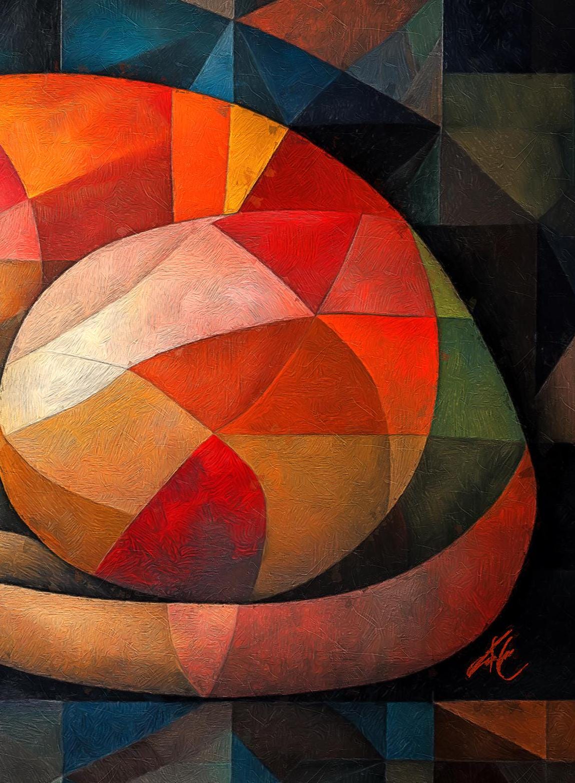 Cat Art Painting Cubism Art Geometry Art Contemporary Art Home Decore ...