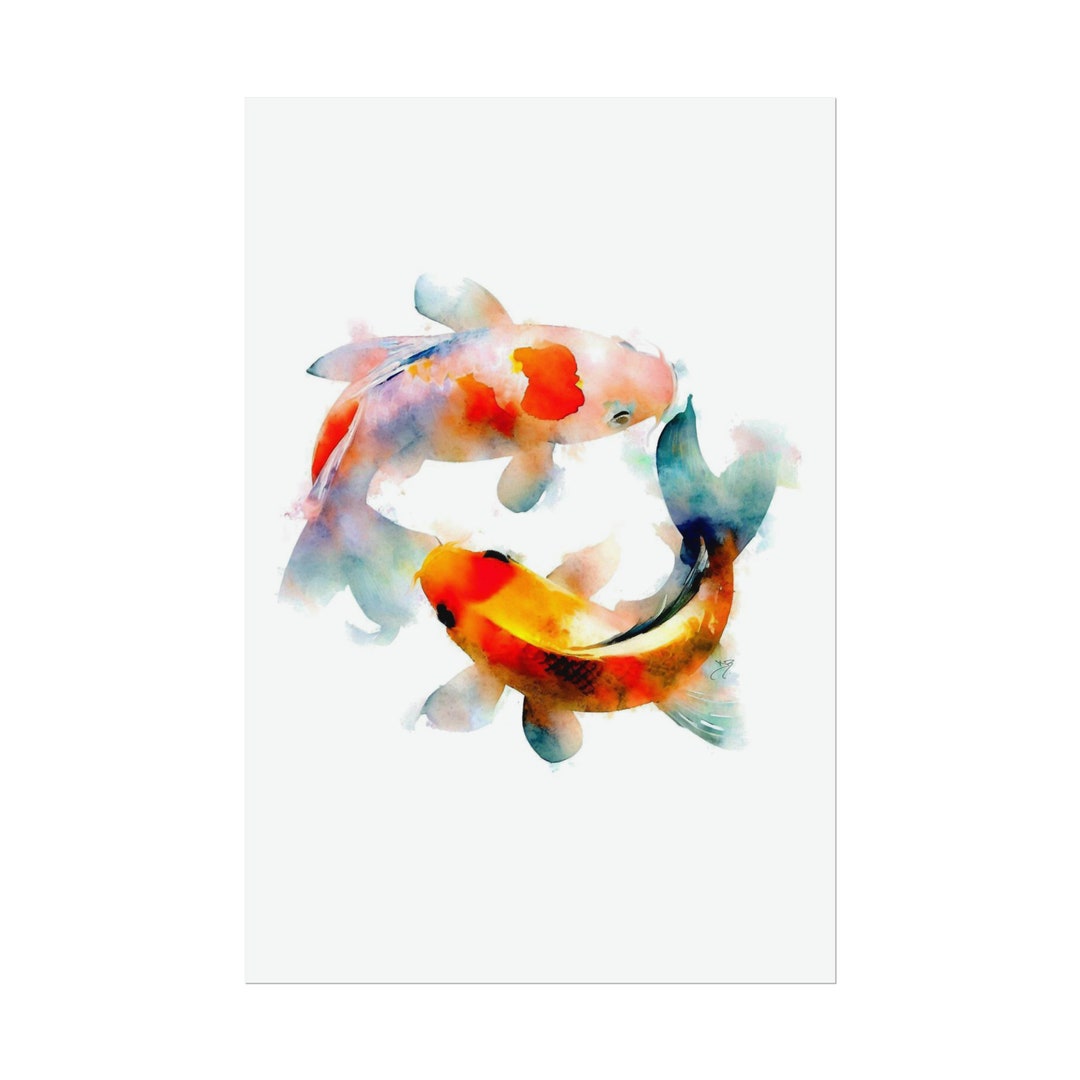 Koi Art, Koi Fish Prints, Koi Fish, Wall Art, Watercolor Prints, Home ...