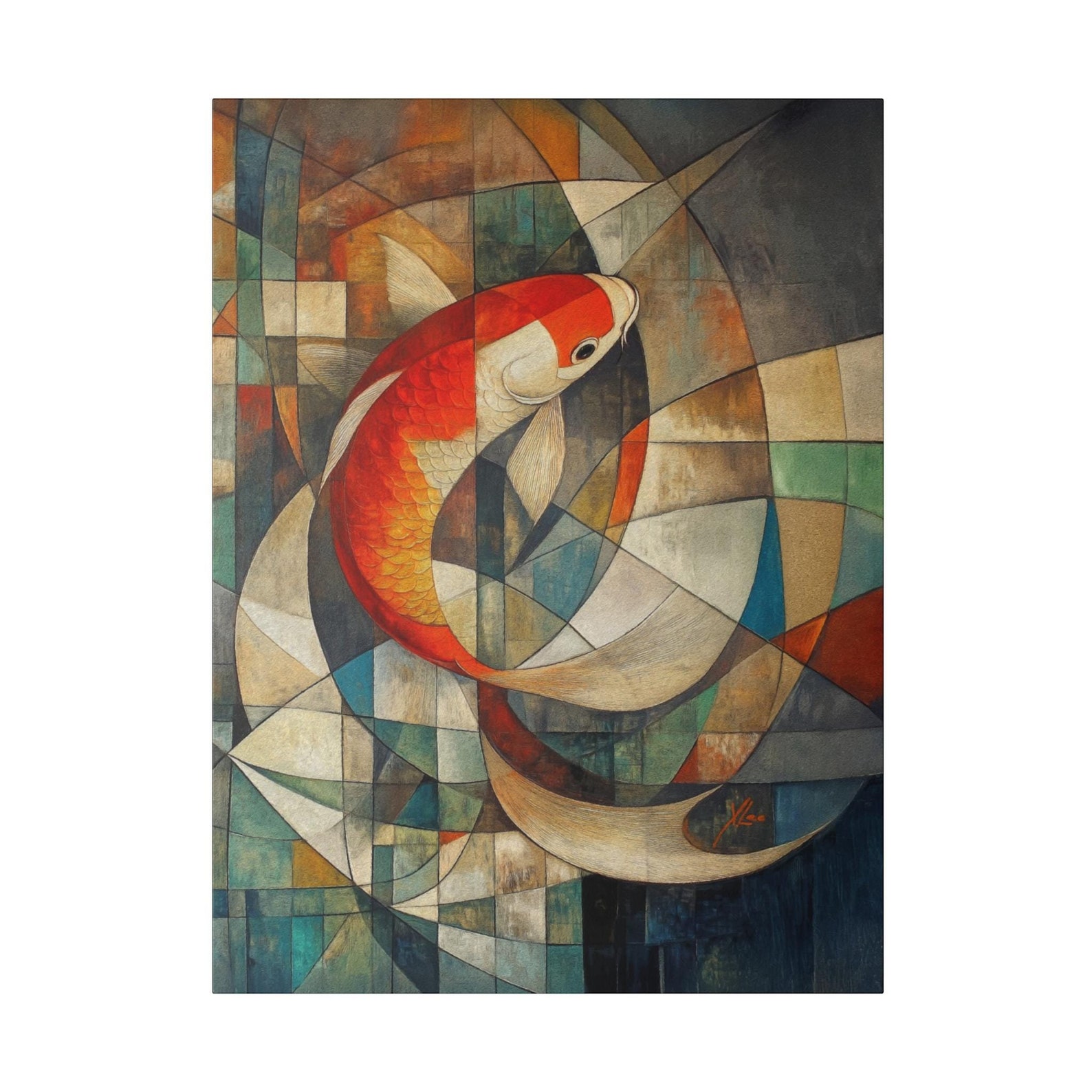 Good Luck Koi Fish Painting Koi Fish Art Lucky Koi Painting Abstract ...