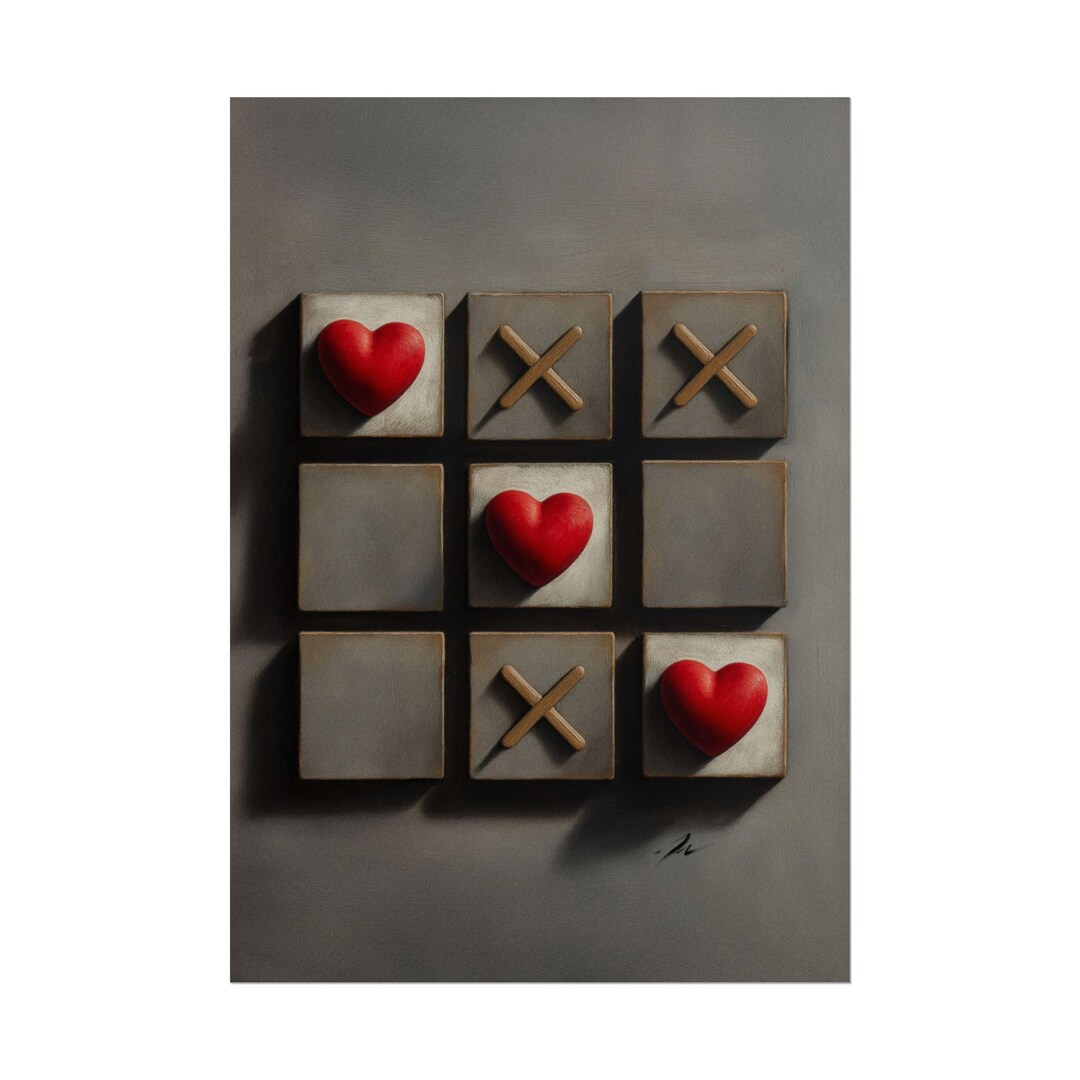 Tic Tac Toe of Love 3D Oil Painting Unique Valentine Gift Romantic Home ...