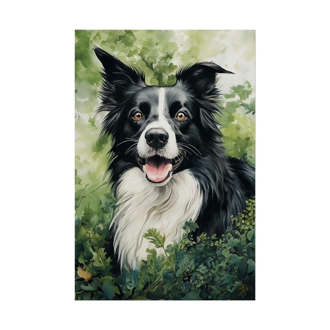 Border Collie Poster Dogs Pets Wall Art Border Collie Watercolor Pets ...