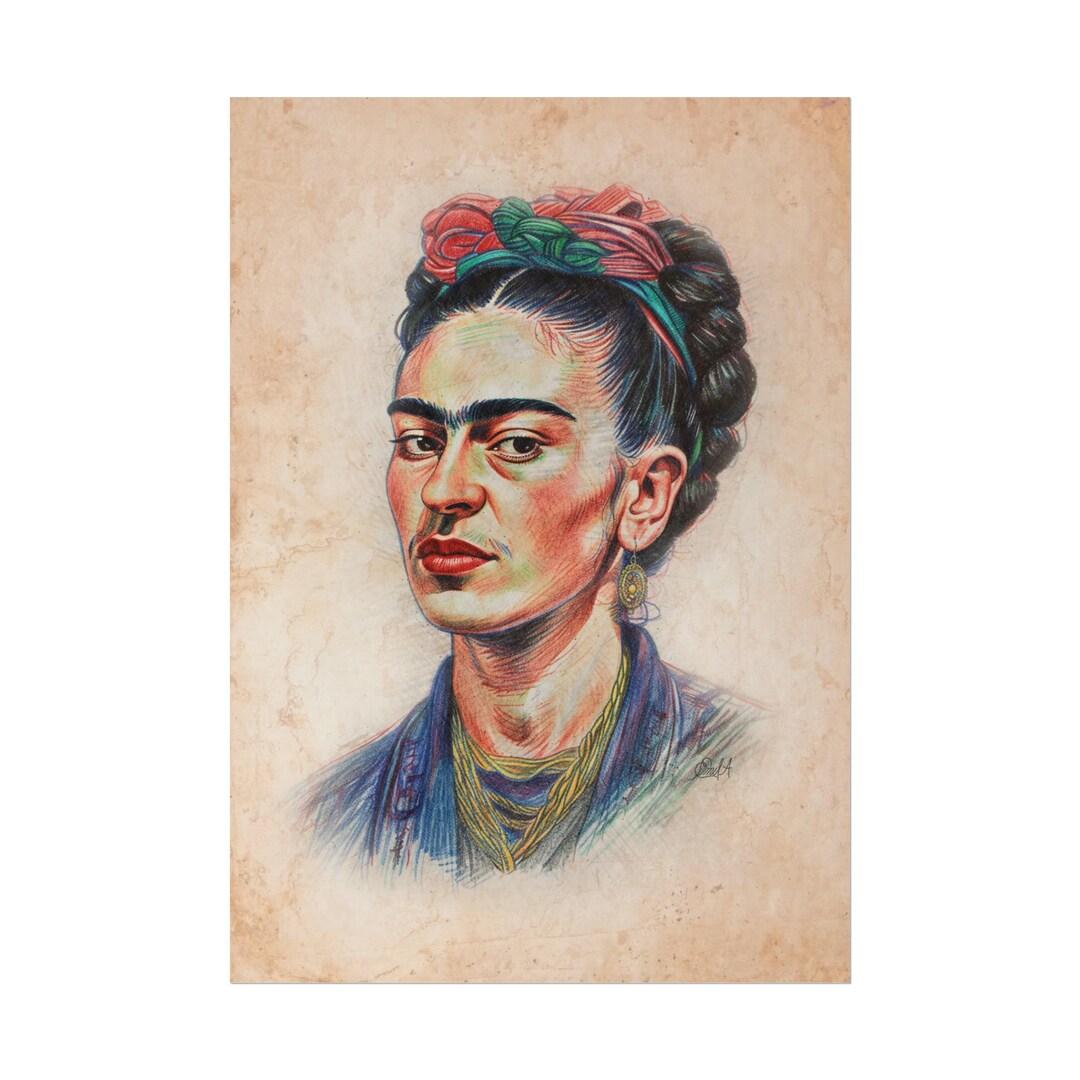 Frida Kahlo Color Pencil Sketch Art Print, Mexican Home Decor - Etsy ...
