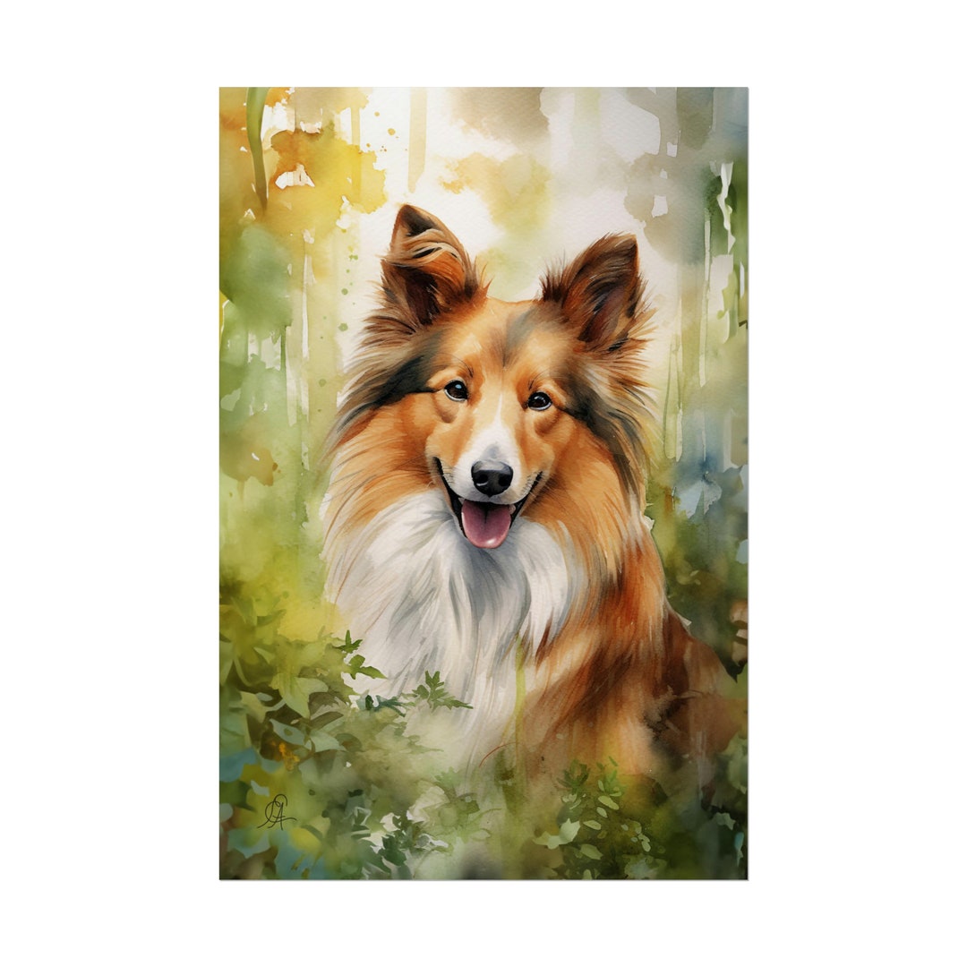 Sheltie Poster Dogs Pets Wall Art Sheltie Watercolor Pets Gift Dog ...