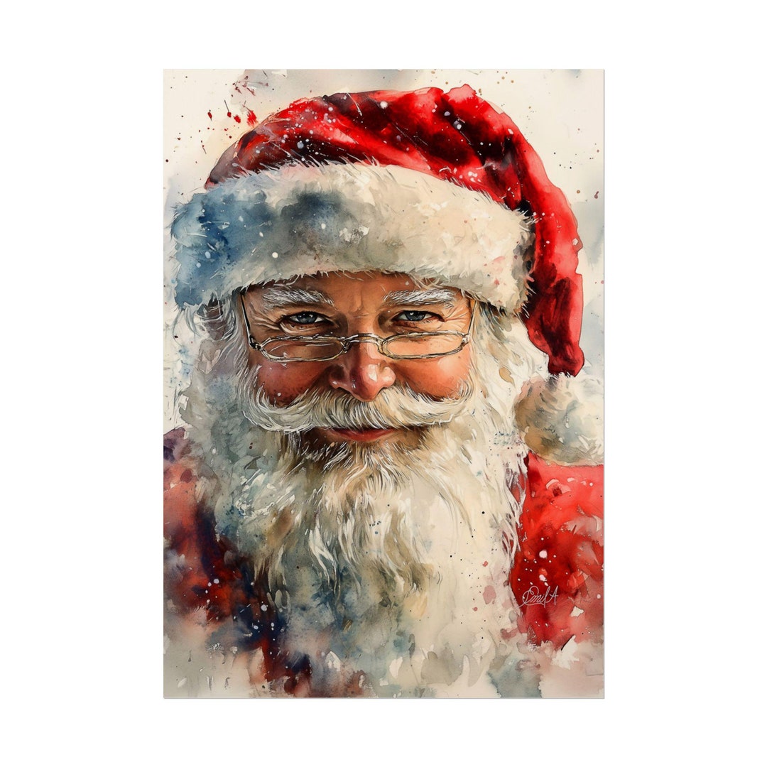 Santa Claus Watercolor Contemporary Artwork for Christmas Spirit ...