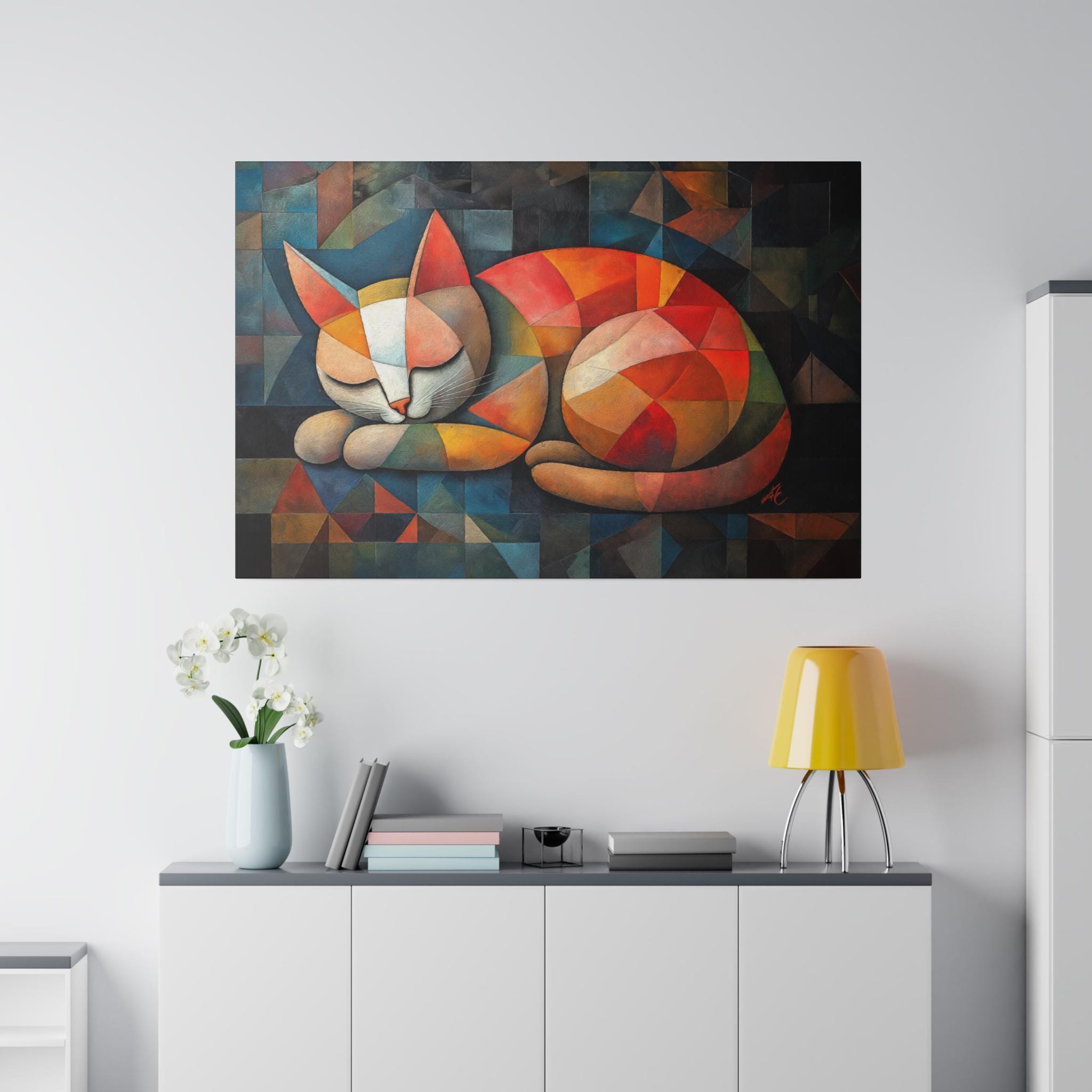 Cat Art Painting Cubism Art Geometry Art Contemporary Art Home Decore ...