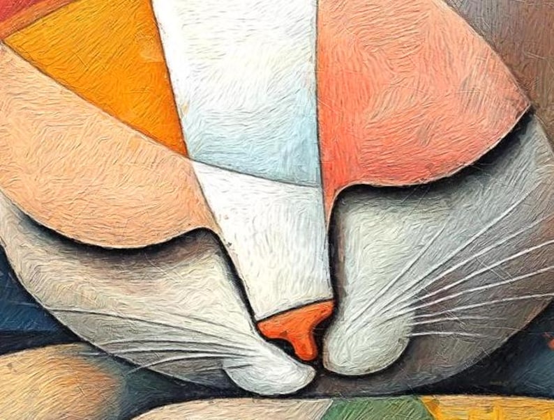 Cat Art Painting Cubism Art Geometry Art Contemporary Art Home Decore ...