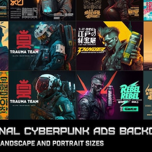 Cyberpunk Poster, Gaming Cyberpunk Advertising Banners , Cyberpunk Art ...