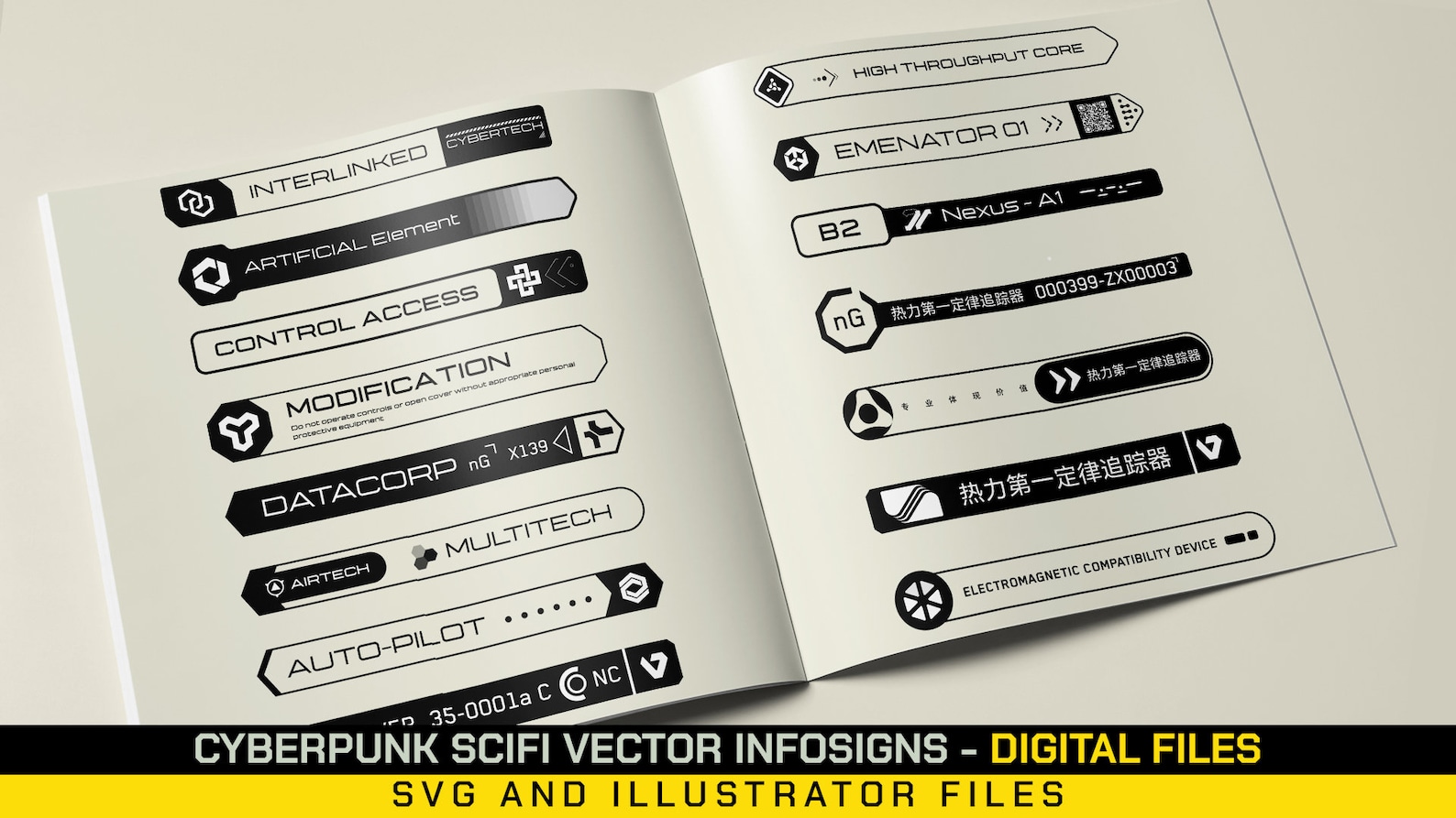 60 Cyberpunk Decals , Sci-fi Info Decals , Futuristic Decals , Info ...