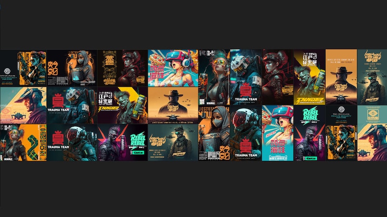 Cyberpunk Poster, Gaming Cyberpunk Advertising Banners , Cyberpunk Art ...