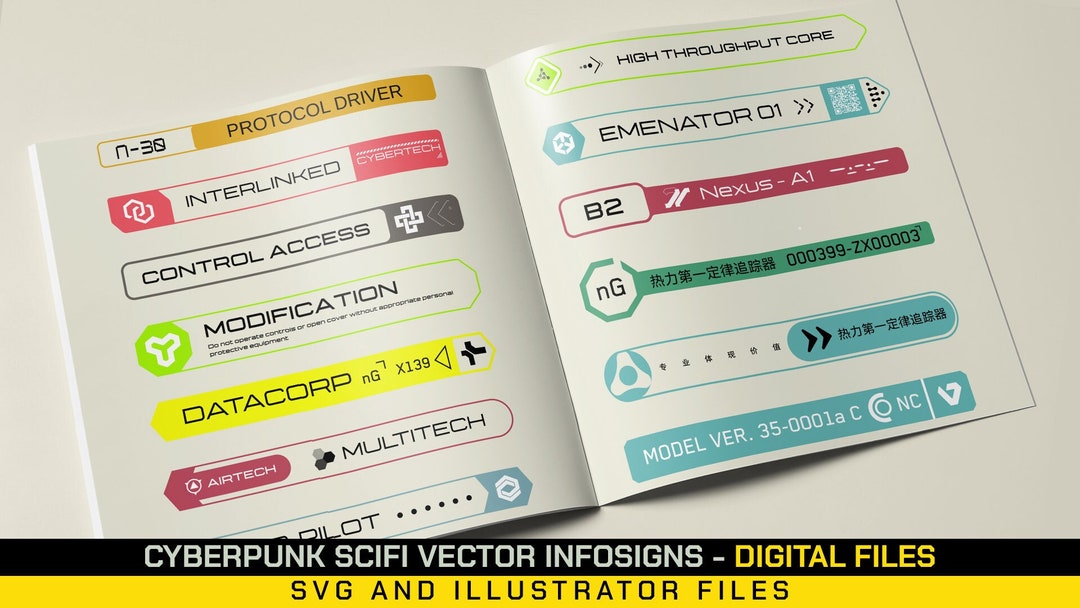 60 Cyberpunk Decals , Sci-fi Info Decals , Futuristic Decals , Info ...