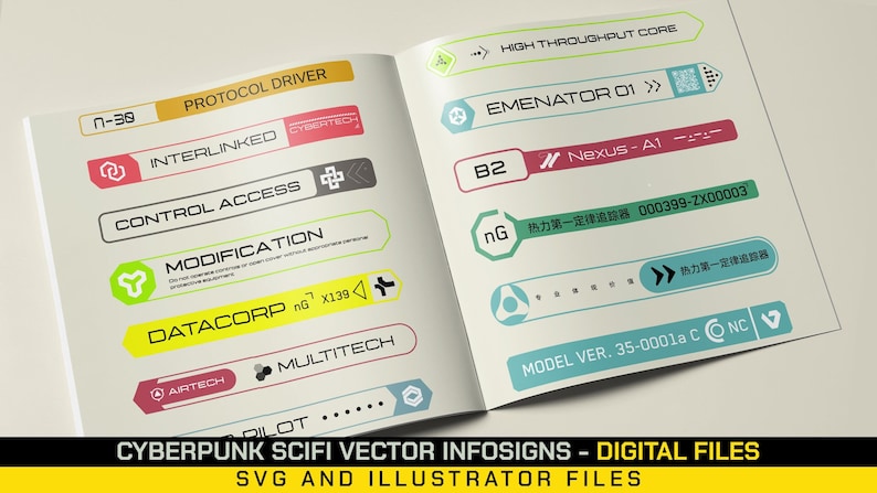 60 Cyberpunk Decals , Sci-fi Info Decals , Futuristic Decals , Info ...