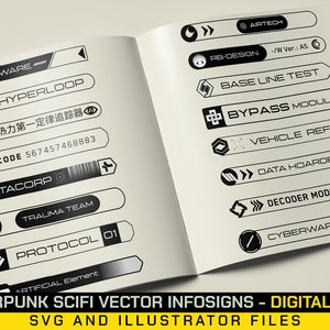 60 Cyberpunk Decals , Sci-fi Info Decals , Futuristic Decals , Info ...