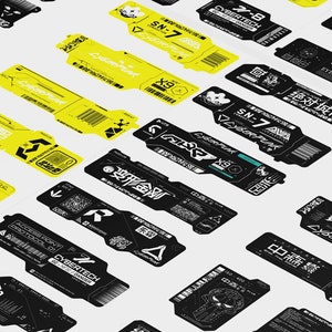 Digital Cyberpunk Decals , Vectors , Labels and Futuristic Sci-fi ...