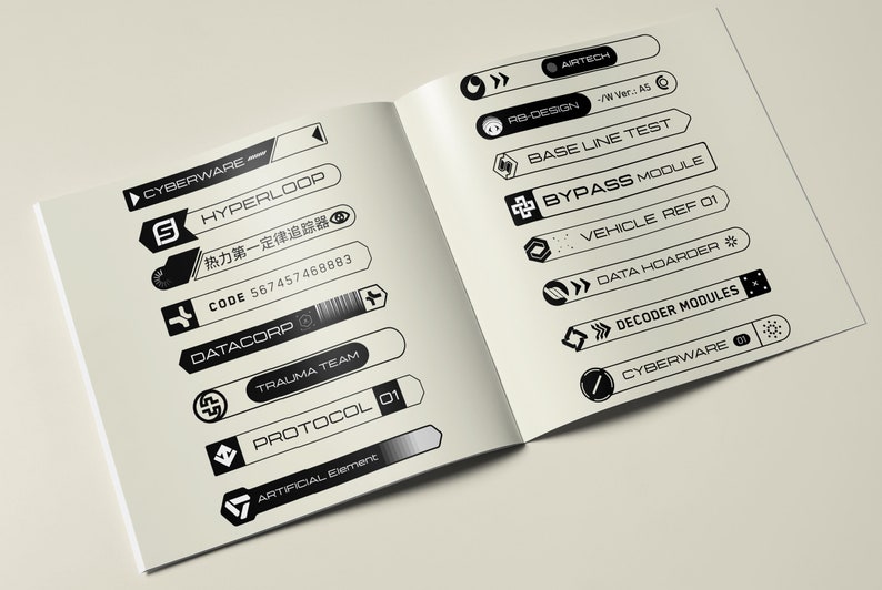 60 Cyberpunk Decals , Sci-fi Info Decals , Futuristic Decals , Info ...