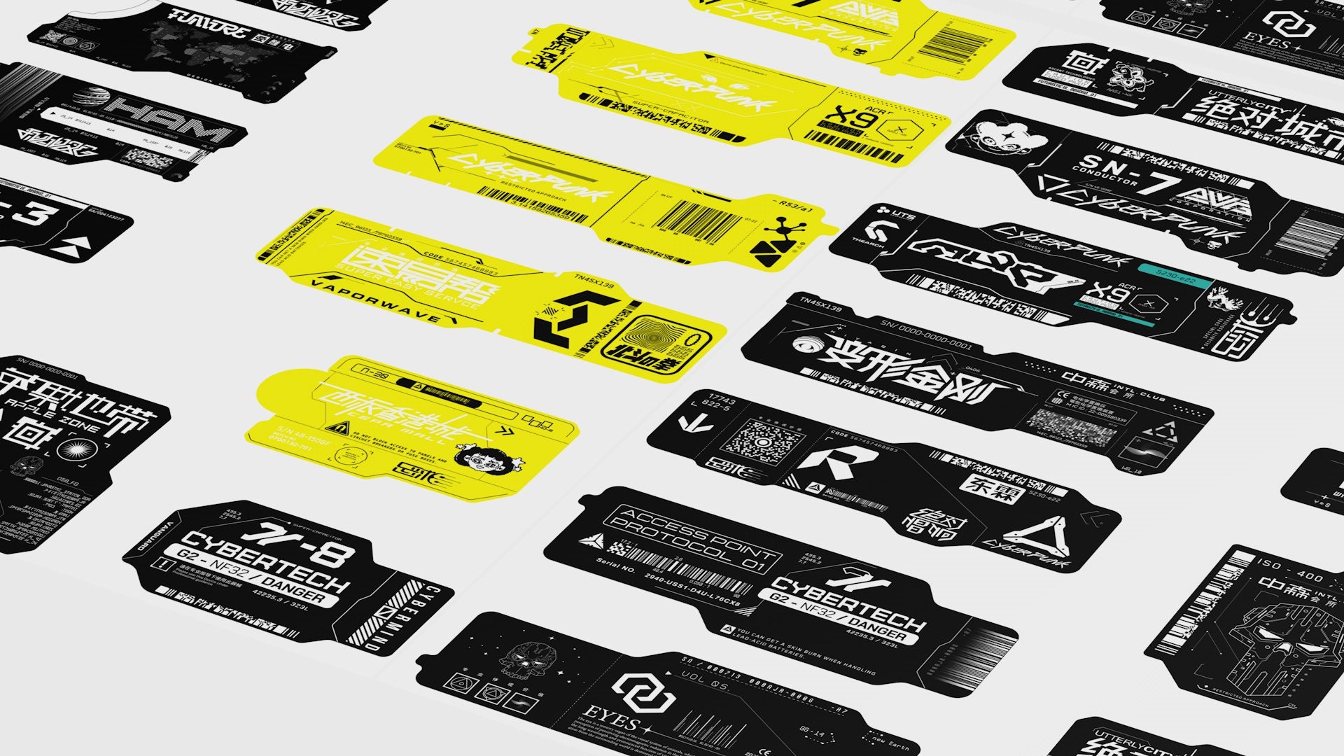 Digital Cyberpunk Decals , Vectors , Labels and Futuristic Sci-fi ...