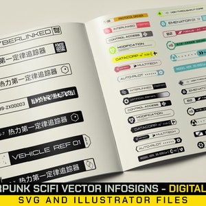 60 Cyberpunk Decals , Sci-fi Info Decals , Futuristic Decals , Info ...