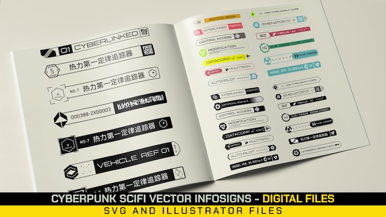 60 Cyberpunk Decals , Sci-fi Info Decals , Futuristic Decals , Info ...