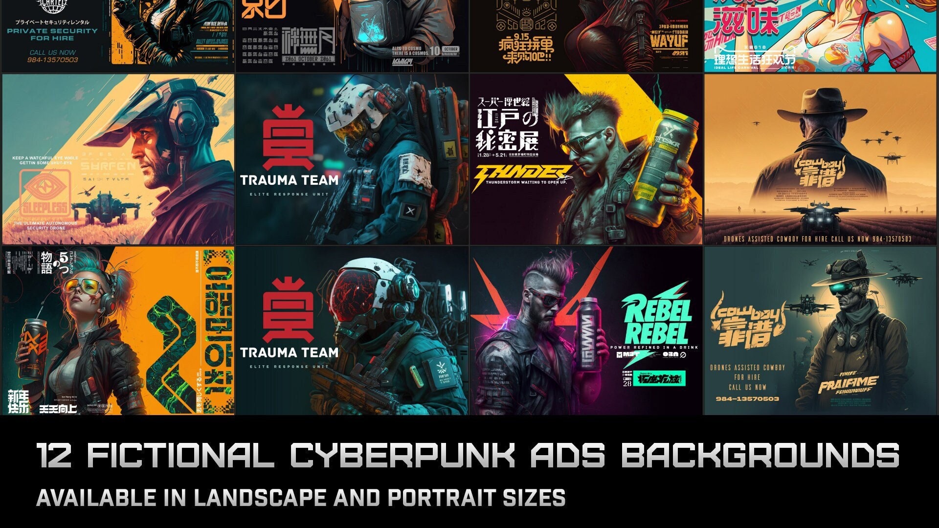Cyberpunk Poster, Gaming Cyberpunk Advertising Banners , Cyberpunk Art ...