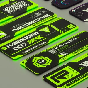 Digital Cyberpunk Decals , Vector Labels and Futuristic Sci-fi Stickers ...