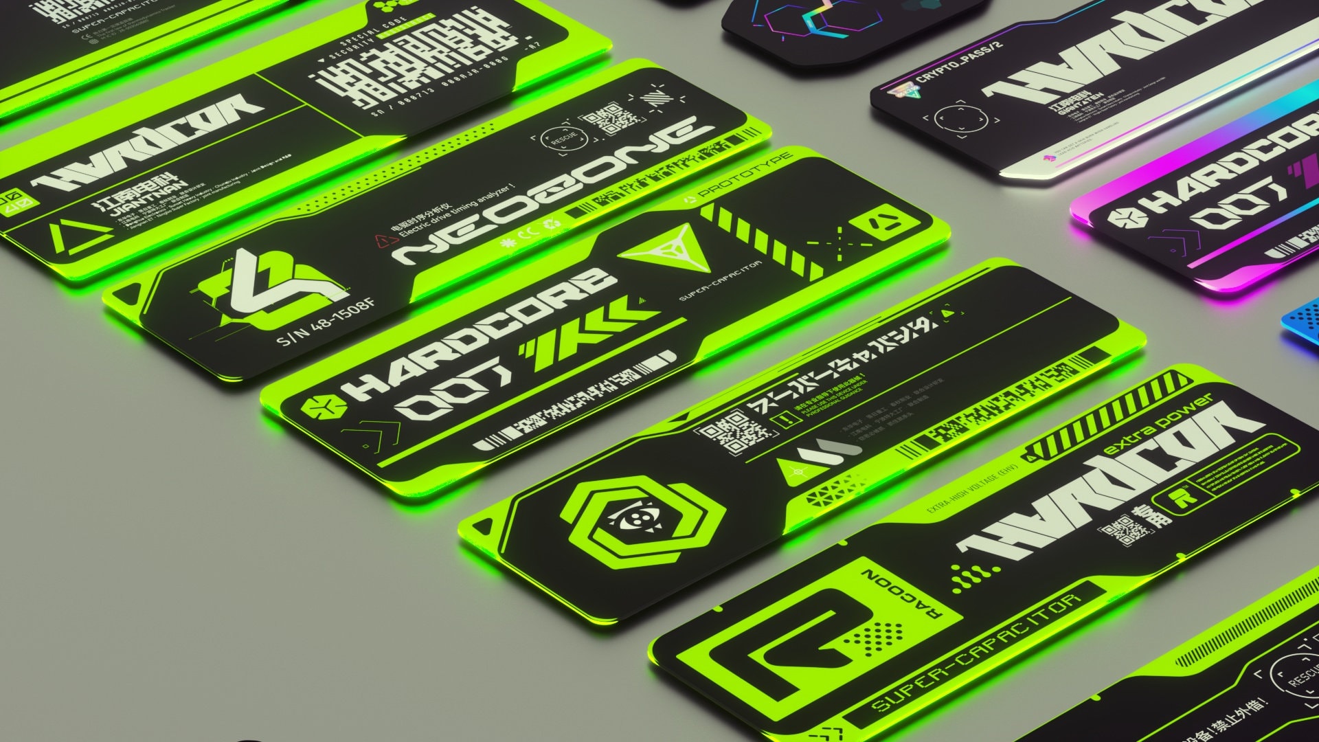 Digital Cyberpunk Decals , Vector Labels and Futuristic Sci-fi Stickers ...