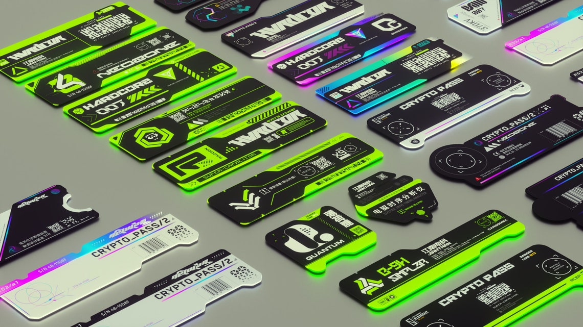 Digital Cyberpunk Decals , Vector Labels and Futuristic Sci-fi Stickers ...