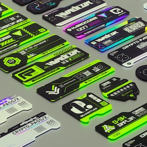 Digital Cyberpunk Decals , Vector Labels and Futuristic Sci-fi Stickers ...
