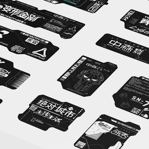 Digital Cyberpunk Decals , Vectors , Labels and Futuristic Sci-fi ...