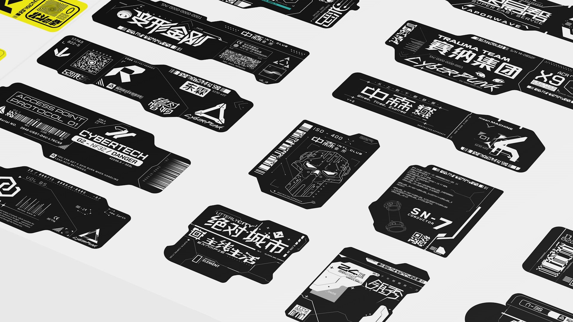 Digital Cyberpunk Decals , Vectors , Labels and Futuristic Sci-fi ...