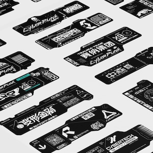 Digital Cyberpunk Decals , Vectors , Labels and Futuristic Sci-fi ...