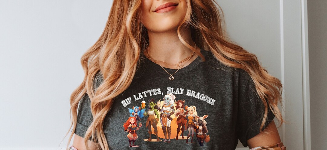 Dnd Shirt "sip Lattes, Slay Dragons" | DM | Dnd Gift | GM | Dungeons N ...