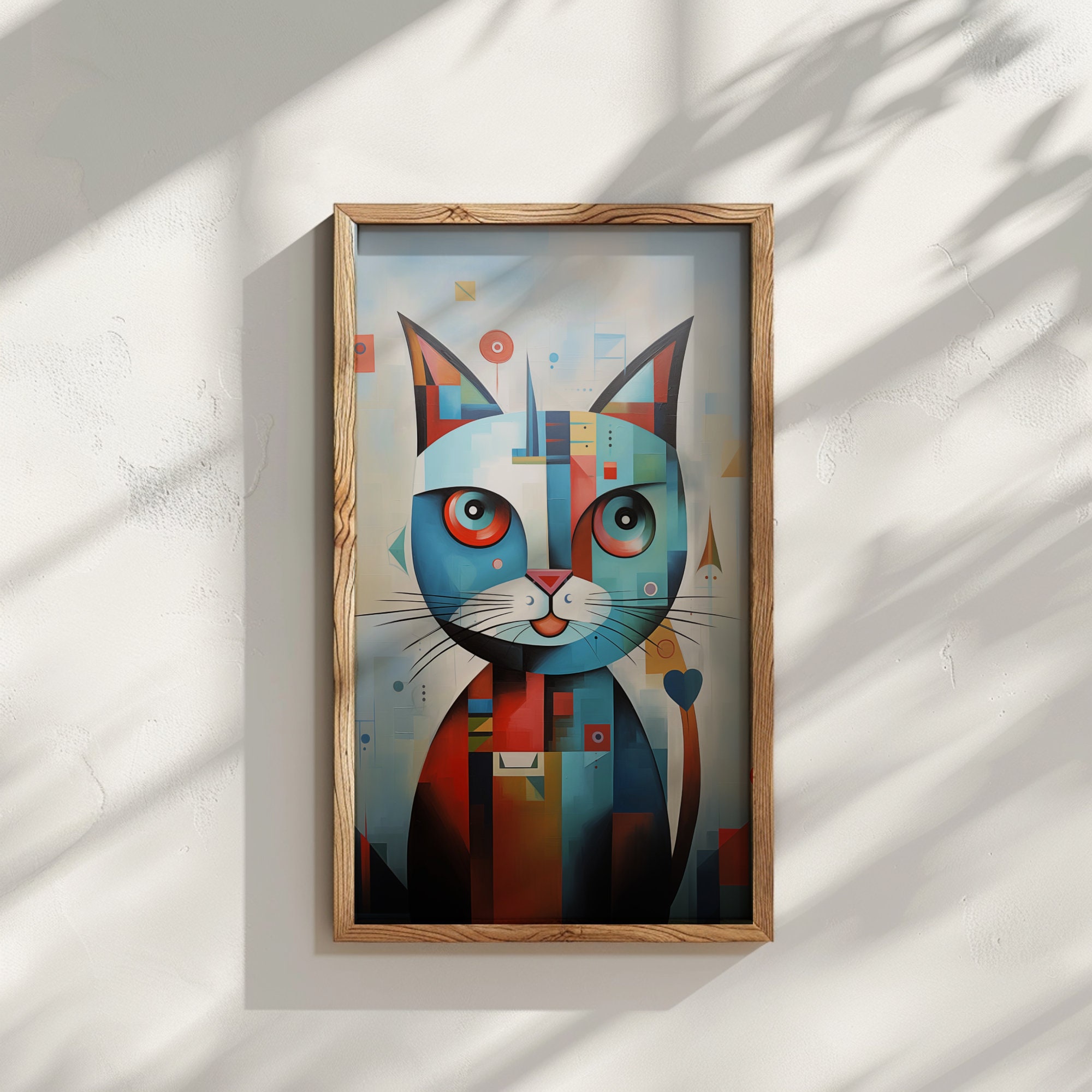 Abstract Cat Print, Cat Wall Art Decor, Colorful Feline Art, Cat Lover ...