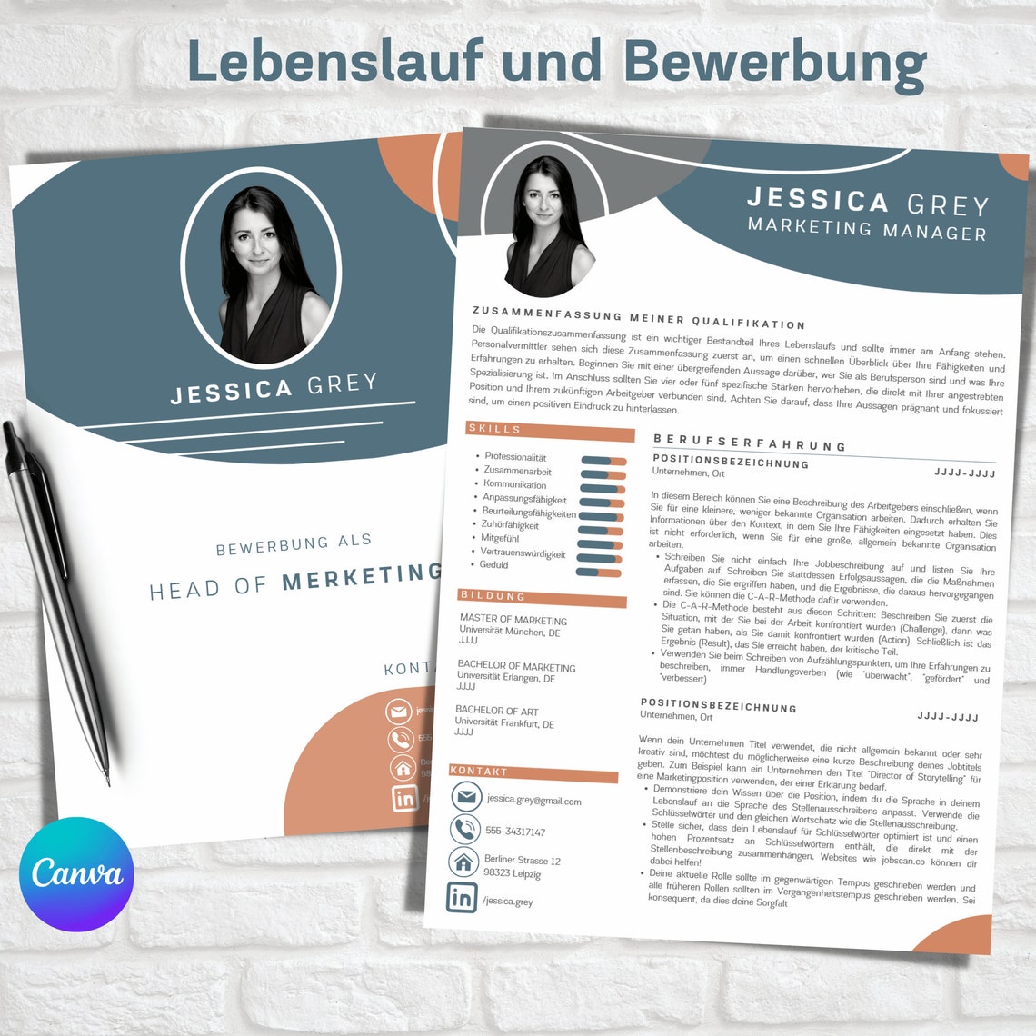 Application Template CV Template CV Tabular CV Modern & - Etsy