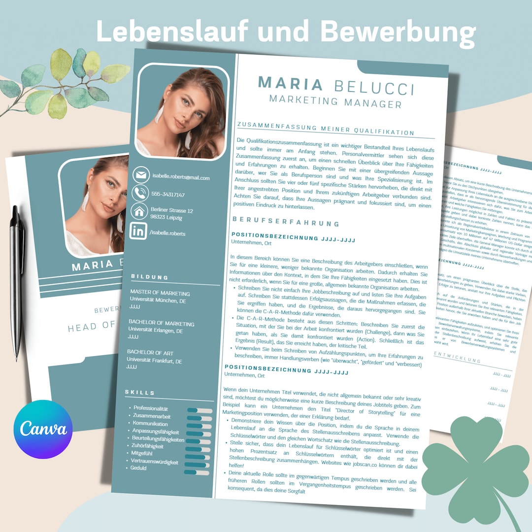 Application Template, CV Template, CV, Tabular CV - Modern & Easy to ...