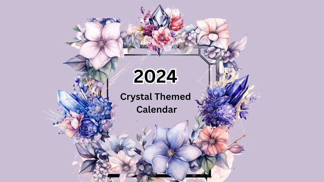 2024 Crystal Calendar Birth Gemstones, Watercolor Printable Digital ...