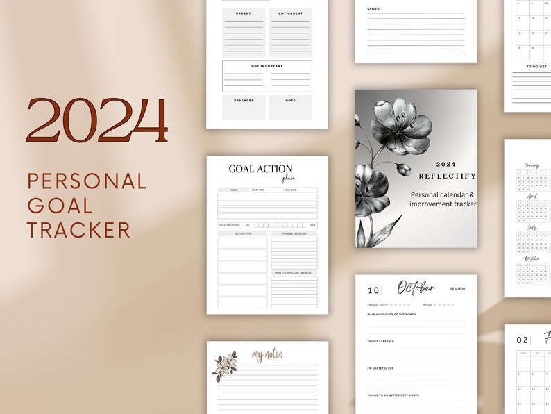 Goal Planner Bundle,2024 Goal Tracker,personal Calendar & Improvement ...