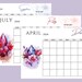 2024 Crystal Calendar Birth Gemstones, Watercolor Printable Digital ...