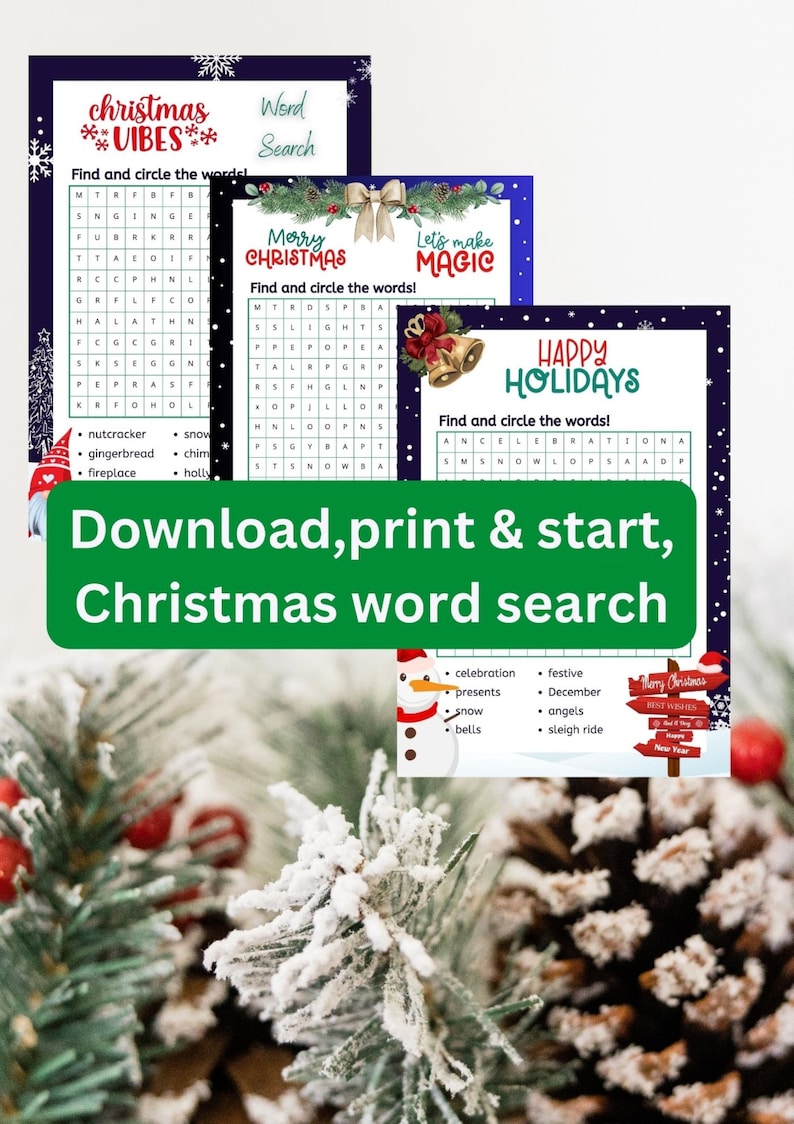 Christmas Word Search Printable Christmas Family Games for Adults and ...