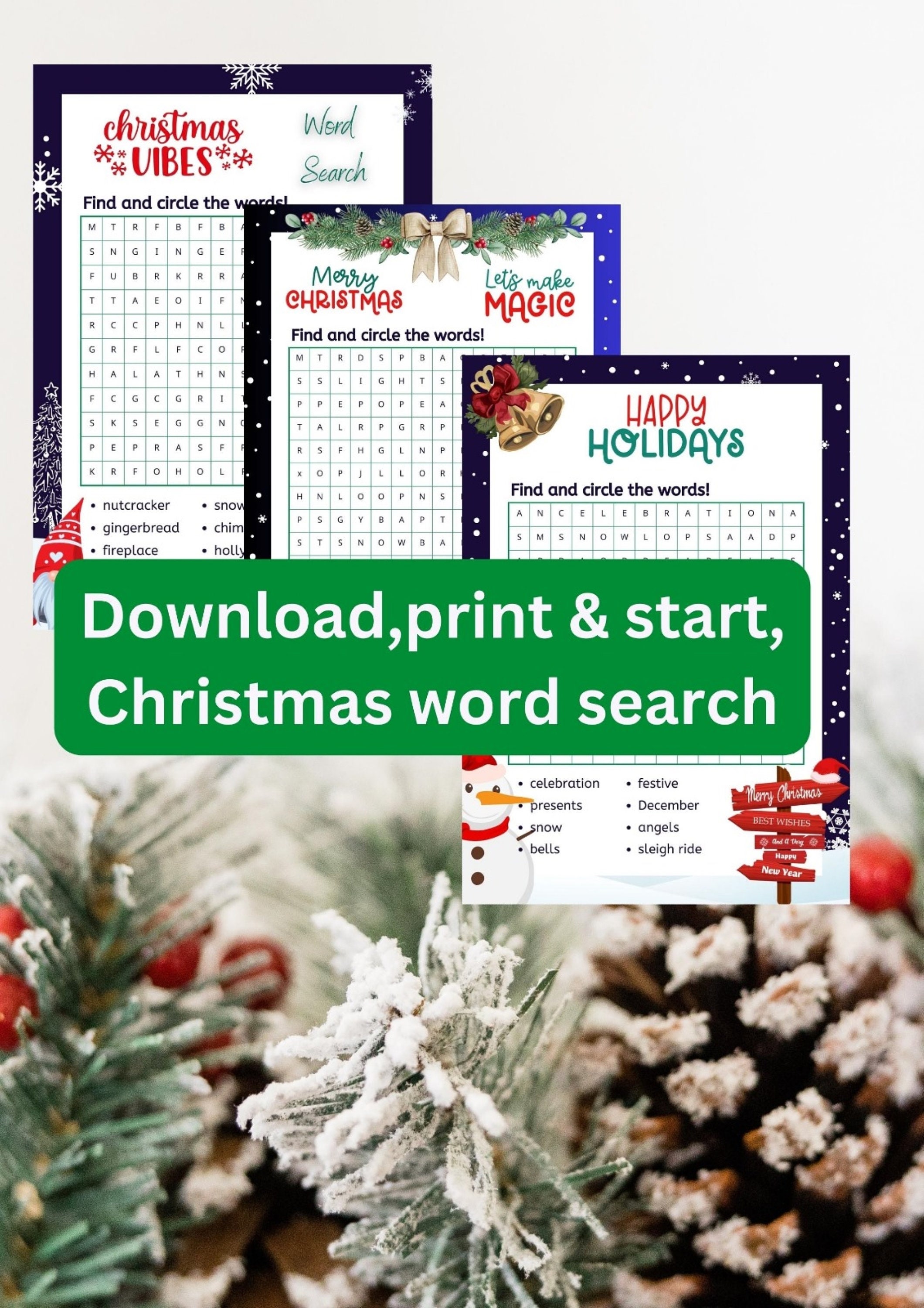 Christmas Word Search Printable Christmas Family Games for Adults and ...