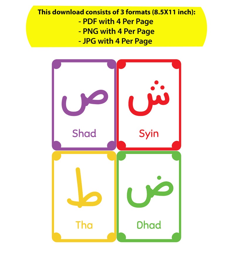 Arabic Alphabet 30 Flash Cards, Essential Islamic Quran Basics of ...